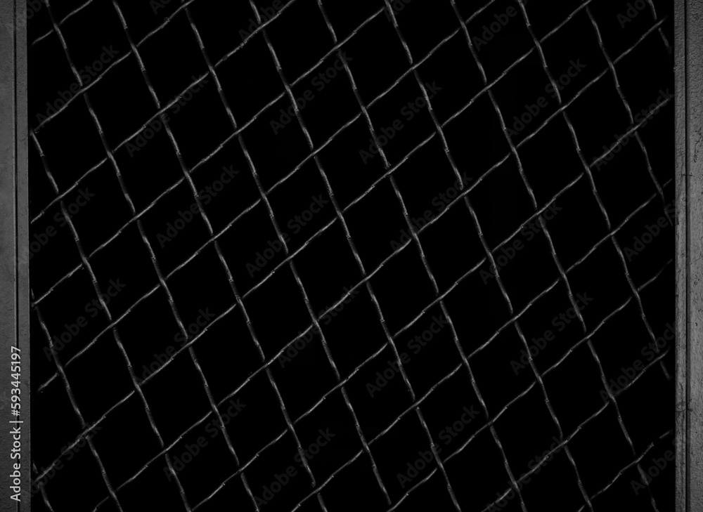 Trellised window. Metal lattices with rhombus pattern. Close-up image ...