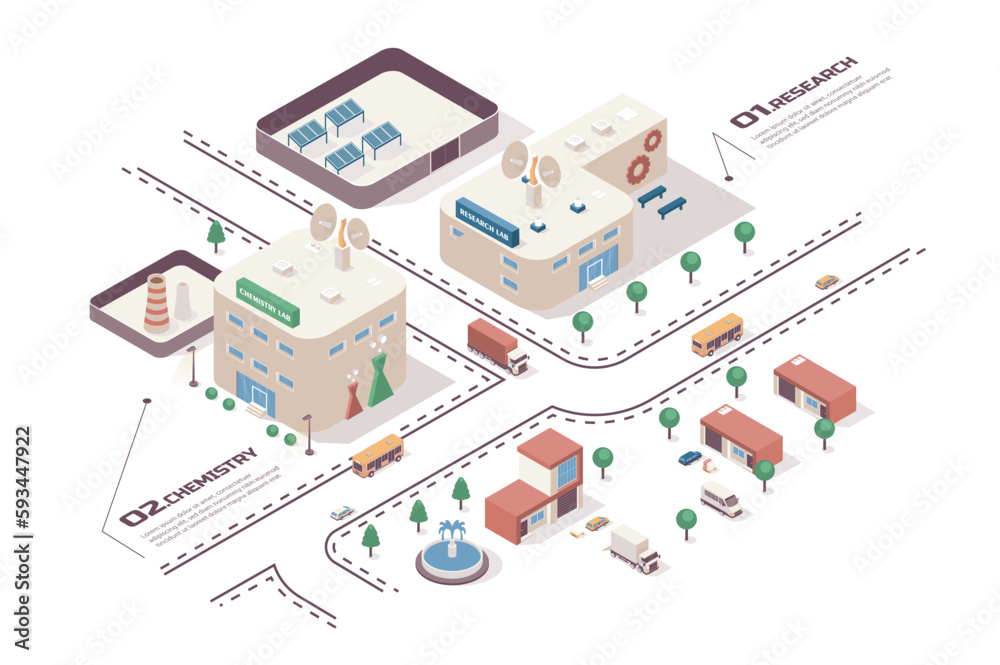 Science laboratory concept 3d isometric web infographic workflow ...