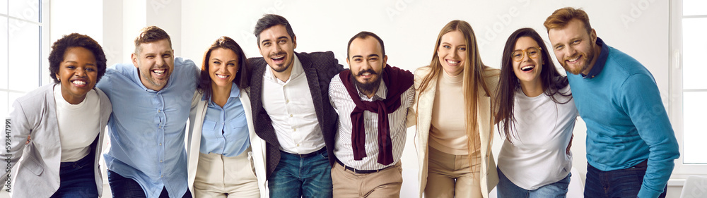 Diverse Group Of Happy Business People All Together Having Fun In