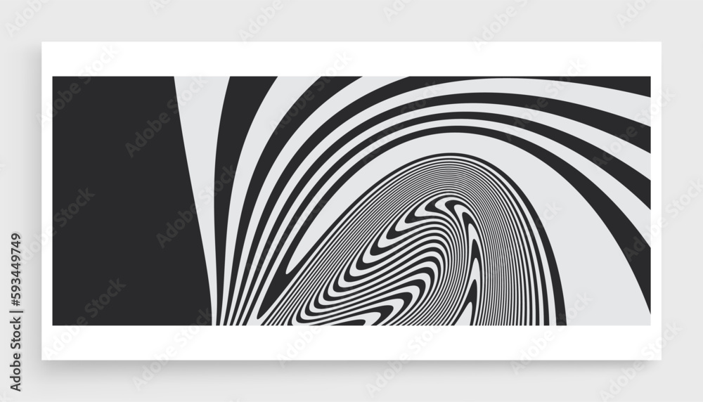 Psychedelic pattern with melting and distorting lines. The geometric background by stripes. 3d ...