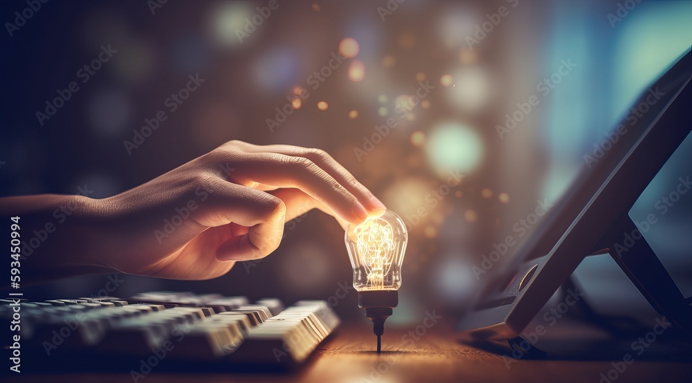 Innovating Techniques: Inventor Entrepreneur with Light Bulb and ...
