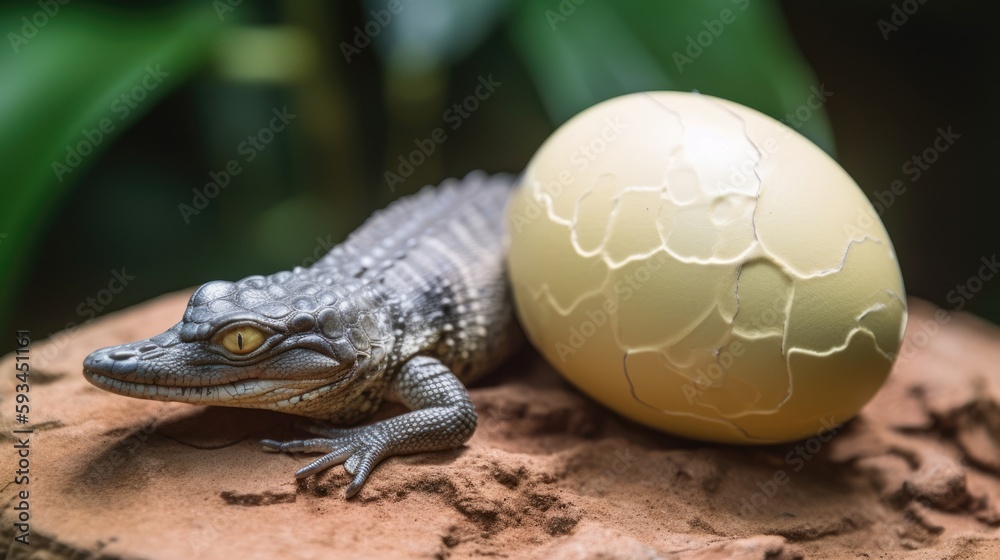 Birth of a Reptilian Wonder: Baby Crocodile Hatching from a Cracking ...