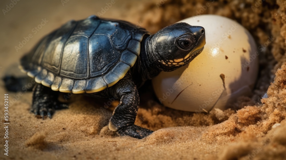 Baby Turtle Hatching from a Cracking Egg, Awe-Inspiring Moment ...