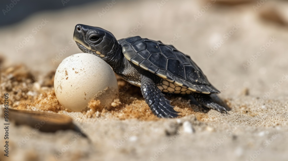 Baby Turtle Hatching from a Cracking Egg, Awe-Inspiring Moment ...
