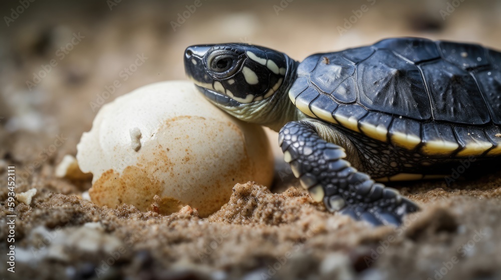 Baby Turtle Hatching from a Cracking Egg, Awe-Inspiring Moment ...