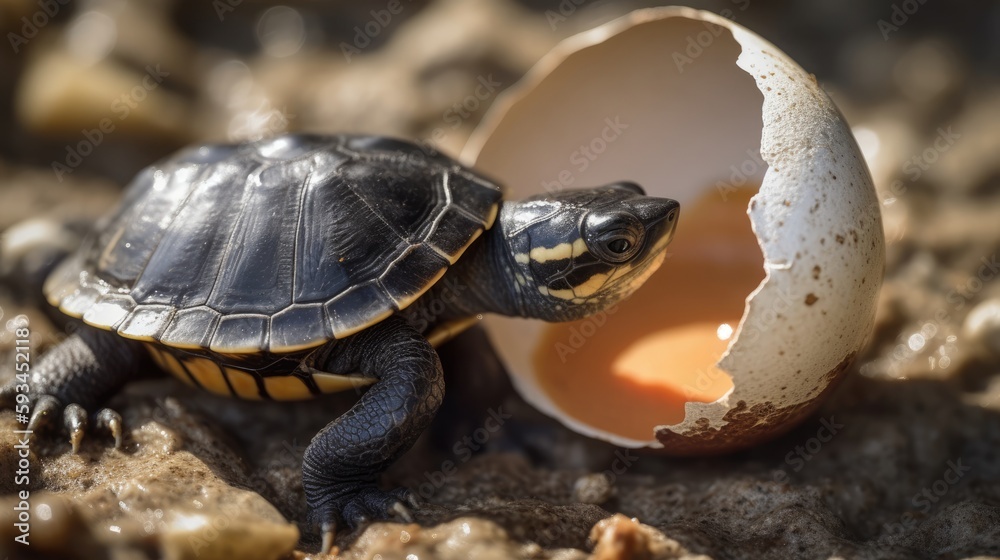 Baby Turtle Hatching from a Cracking Egg, Awe-Inspiring Moment ...