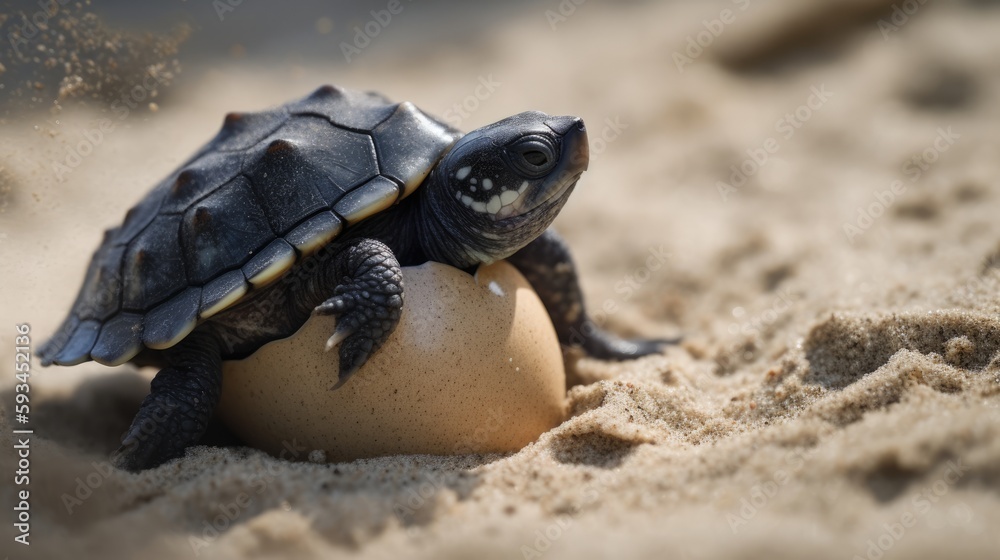 Baby Turtle Hatching from a Cracking Egg, Awe-Inspiring Moment ...