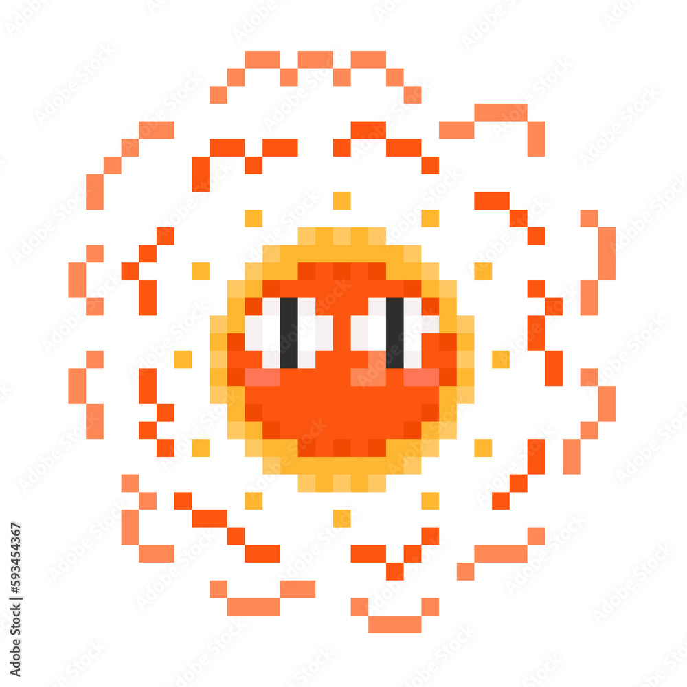 Pixel art sun character with hot wave. Stock Illustration | Adobe Stock