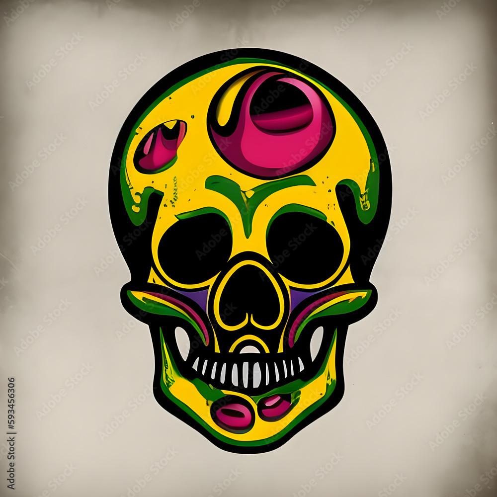 ai-generated illustration of a human skull done in a simple line ...