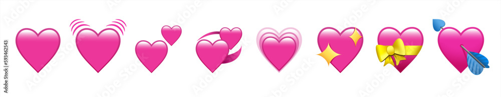 Pink hearts emojis. Love Hearts emoji. Isolated. Vector illustration ...