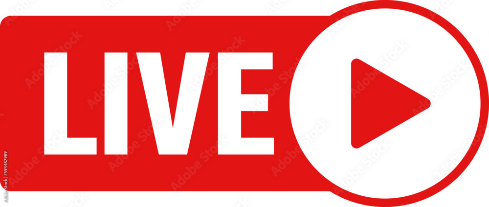 Live streaming set red icons. Play button icon vector illustration ...