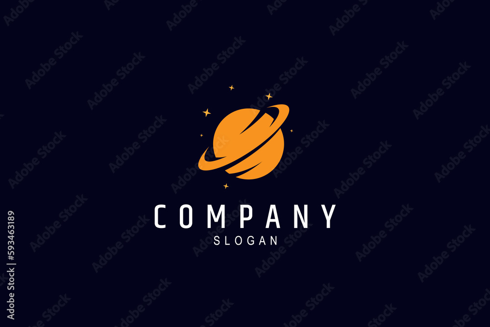 Space planet logo or planet saturn in orange color Stock Vector | Adobe ...