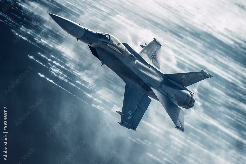 jet fighter breaking the sound barrier. Insane speed. Ai generative ...