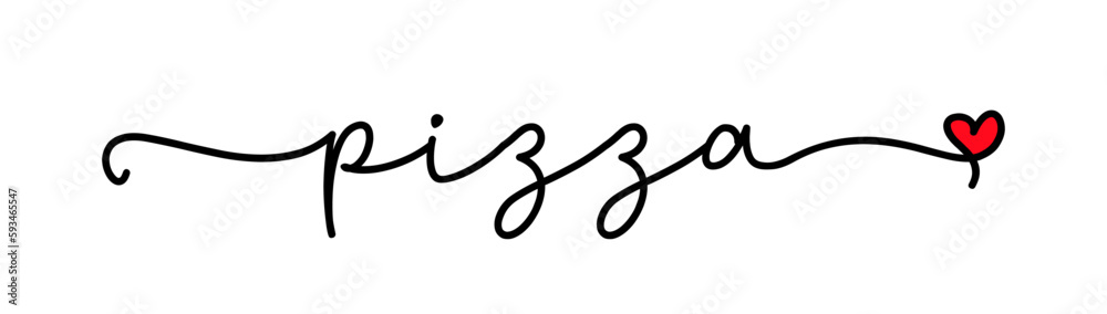 Pizza love. Vector logo word. Design for pizzeria poster, flyer, banner ...