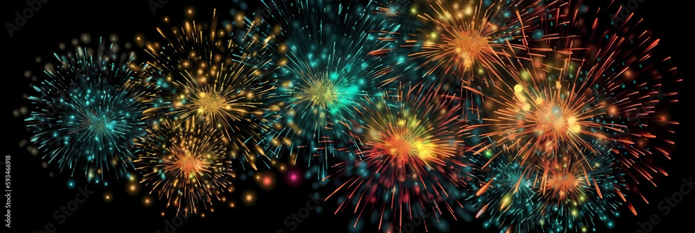 colorful illustration of a fireworks on a dark night background to ...