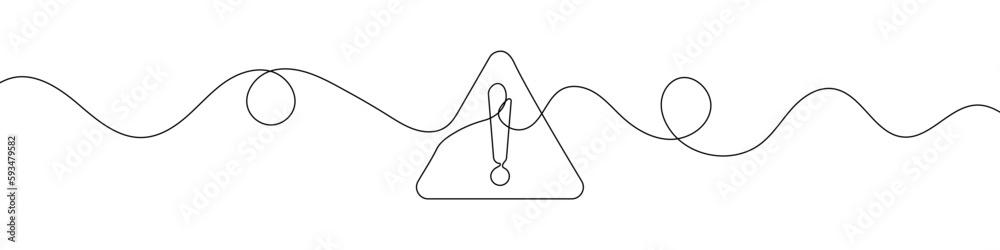 Exclamation mark in continuous line drawing style. Line art of of an ...