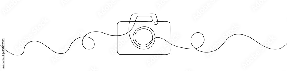 Camera icon in continuous line drawing style. Line art of photo camera ...