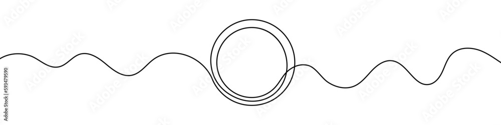 Round frame in continuous line drawing style. Line art of round frame ...