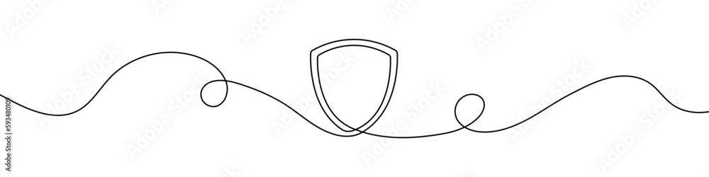 Shield in continuous line drawing style. Line art of a shield. Vector ...