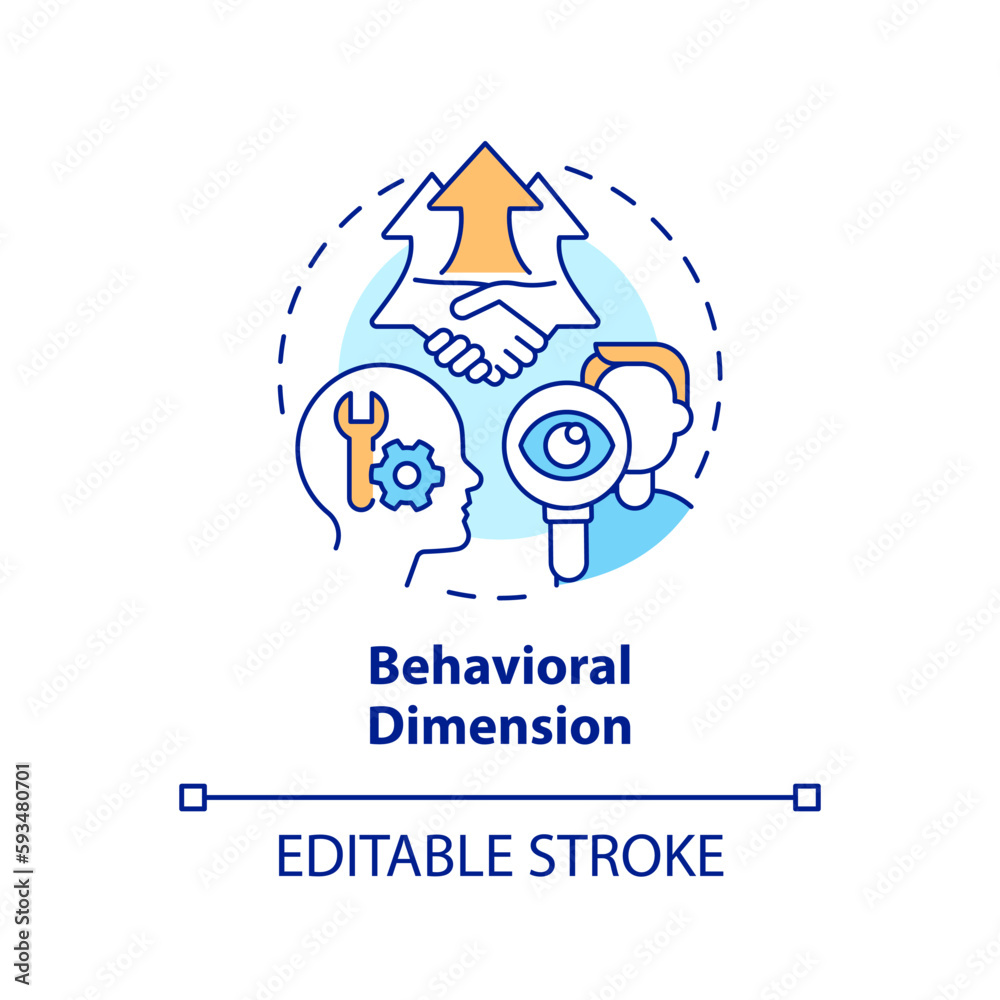 Behavioral dimension concept icon. Psychomotor skills. Global citizen ...