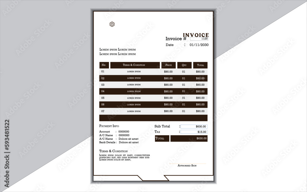 Simple invoice design templete. Bill form business invoice accounting ...