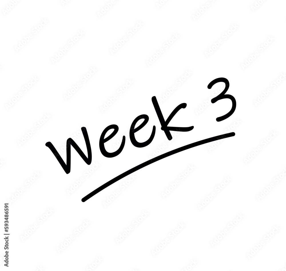 week 3 reminder notice. vector illustration memo note in black ...