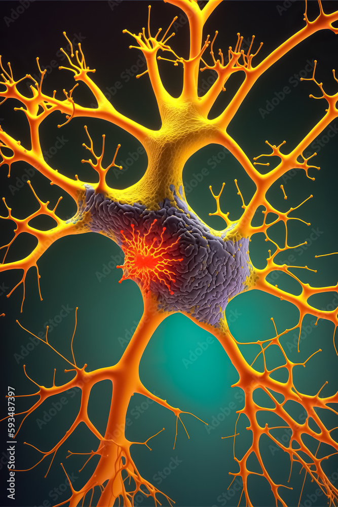 Neuron network brain cells. Human nervous system and brain activity ...