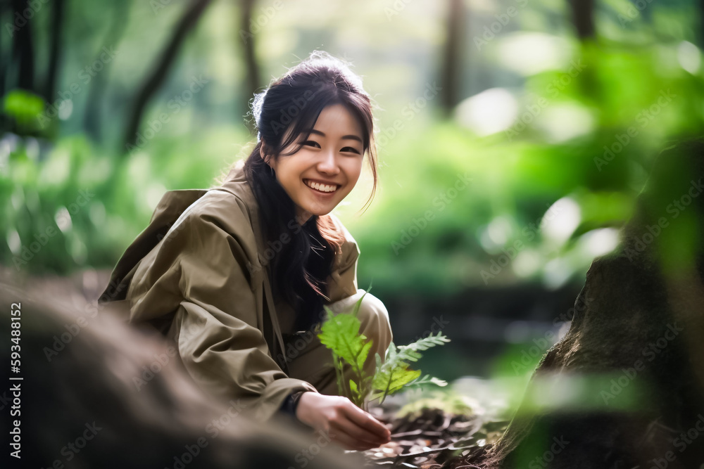 An environmentalist, this young Asian woman exudes beauty as she ...