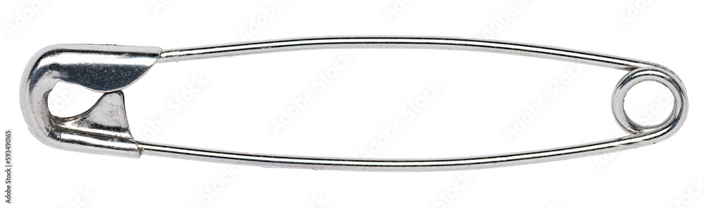 Single metal silver safety pin isolated on transparent background Stock ...