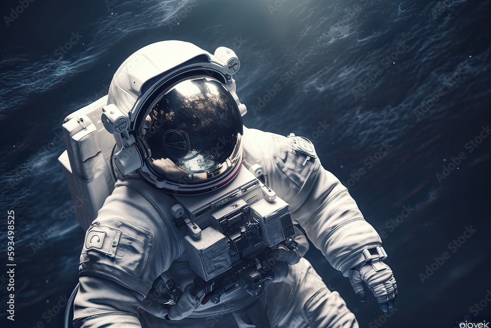 Astronaut on a rock surface with a space background. an astronaut ...