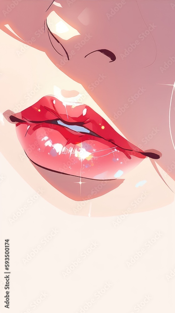 Mobile wallpaper with anime girl lips Stock Illustration | Adobe Stock