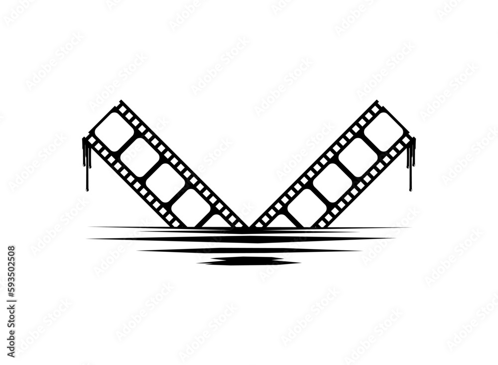 Silhouette of the Bloody Filmstrip Sign for Movie Icon Symbol with ...