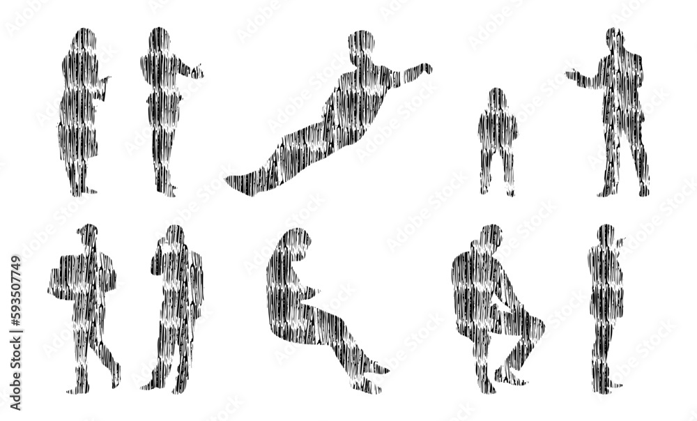 Vector silhouettes, Outline silhouettes of people, Contour drawing ...