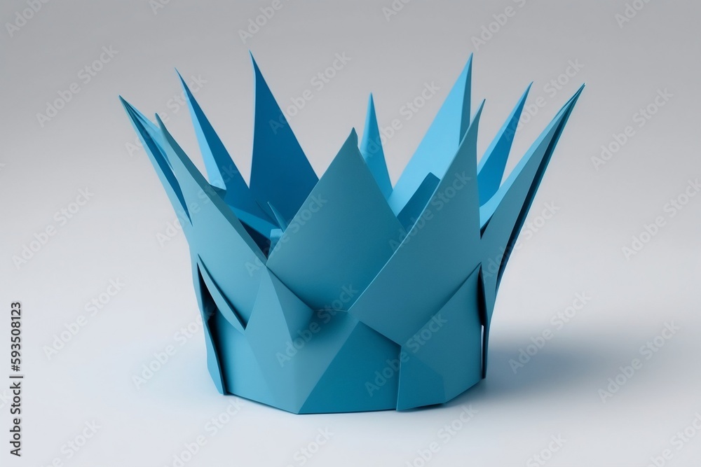 Blue Paper Crown on White Background: Photography of a Royal Accessory ...