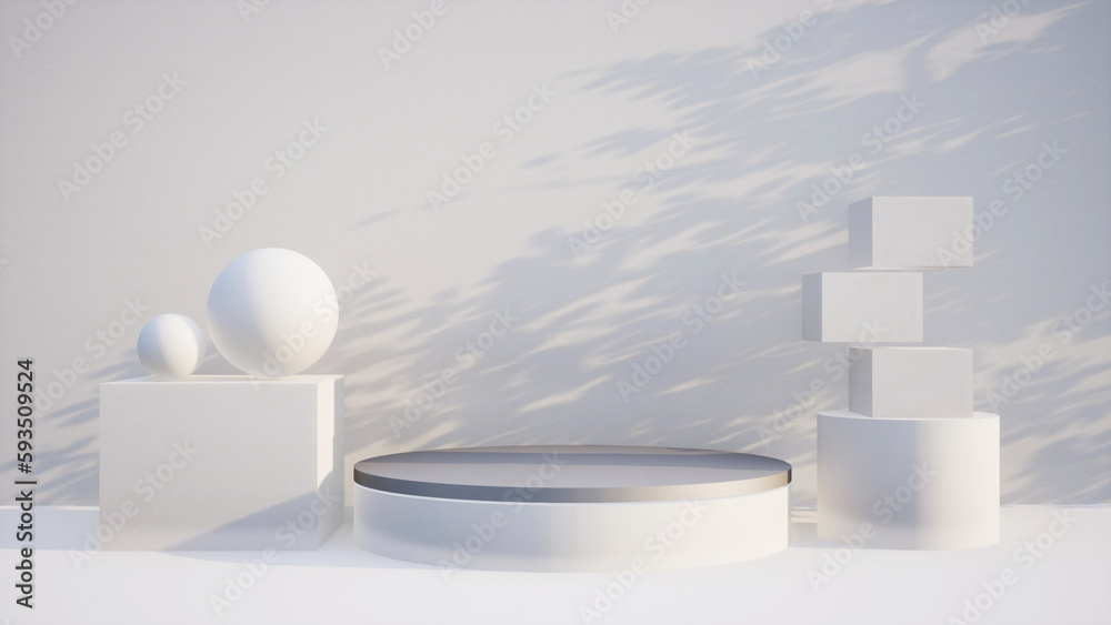 Abstract 3D products display podium showcase for scene with geometric ...