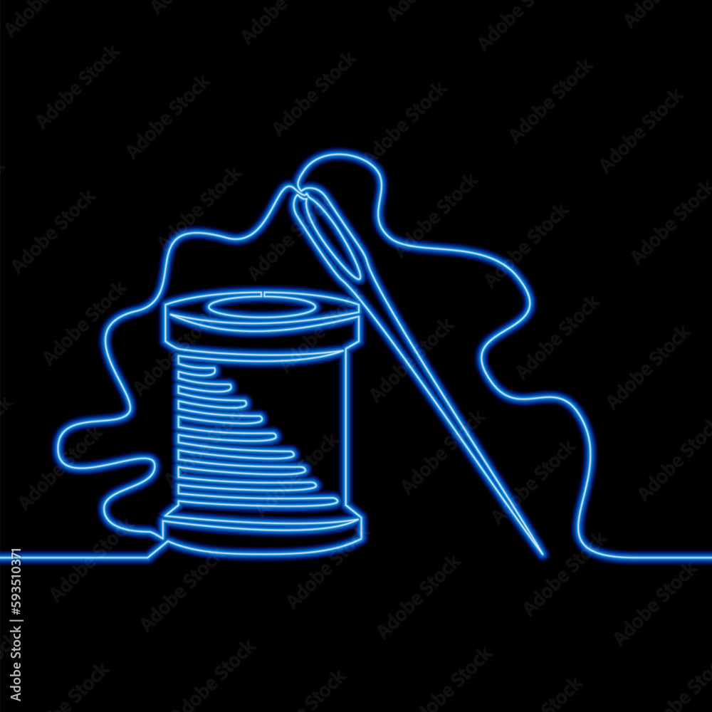 Continuous line drawing Needle with thread and spool design for tailor ...