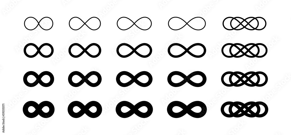 Infinity symbol different widths set Isolated PNG Stock Illustration ...