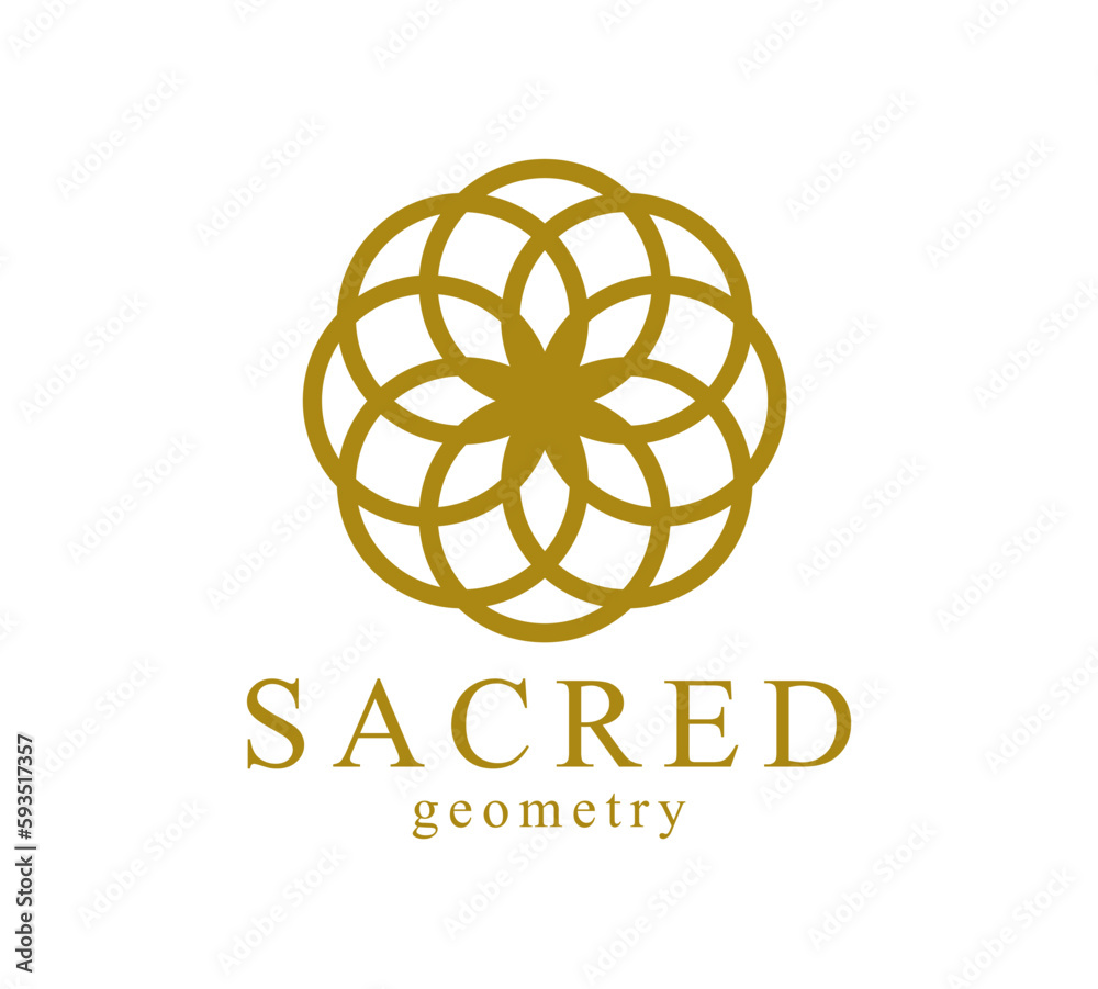 Flower of Life ancient symbol beautiful elegant vector logo or emblem ...