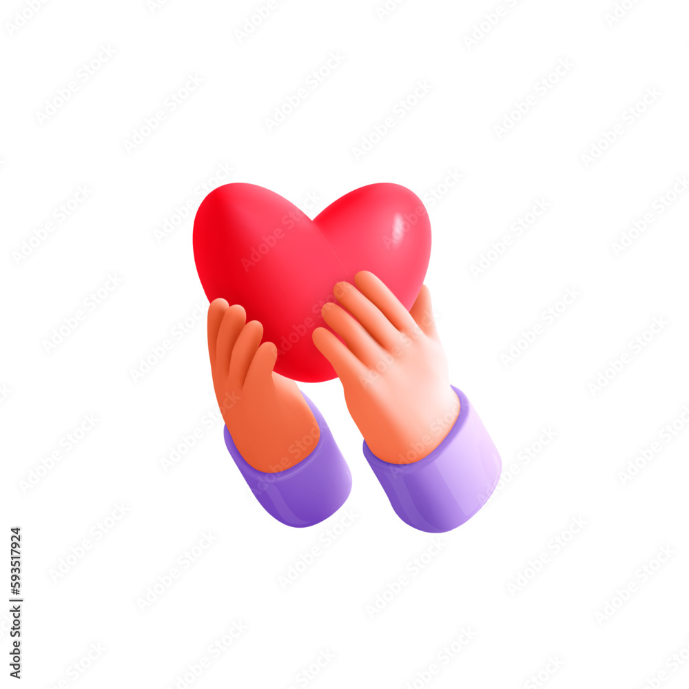 Hands hold or give big heart. Arm and red heart. Concept love, health ...