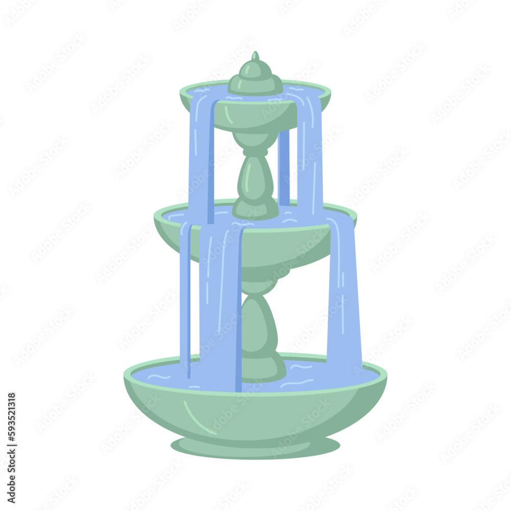 Cascades of water in fountain, isolated decorative sculpture for park ...