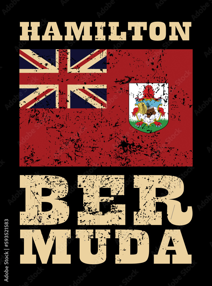 Bermuda typography poster, country flag graphics, vector illustration ...