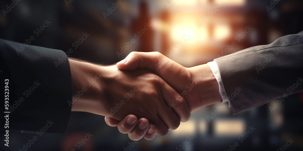 Handschlag zwischen zwei Geschäftsleuten, generative AI Stock ...