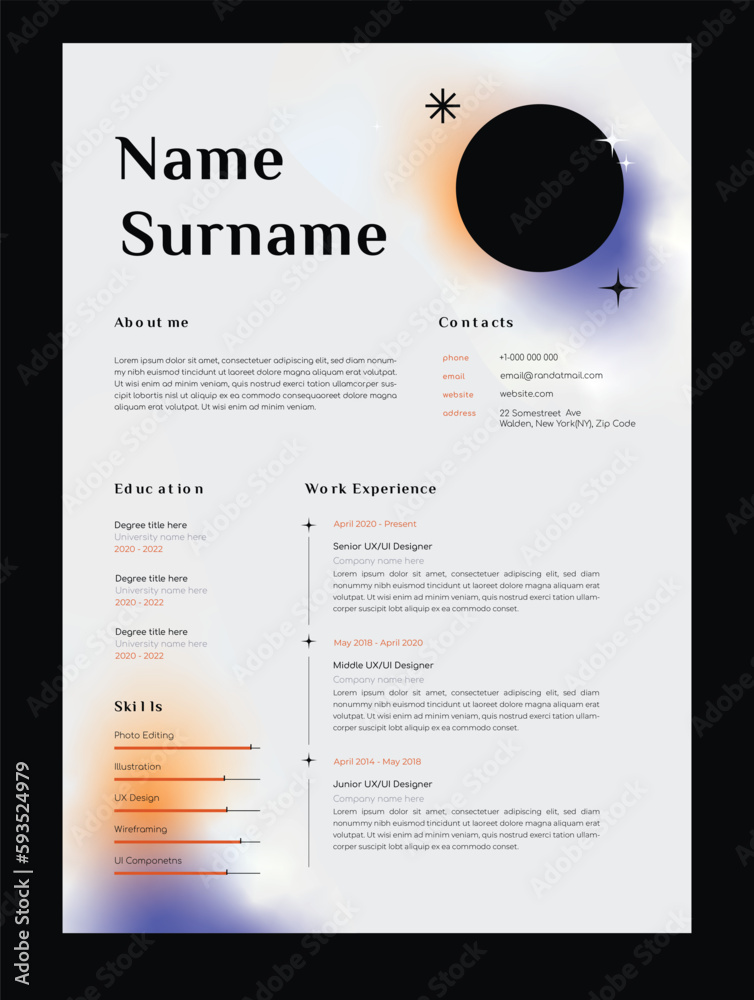 Modern Gradient CV Resume Template Stock Vector | Adobe Stock