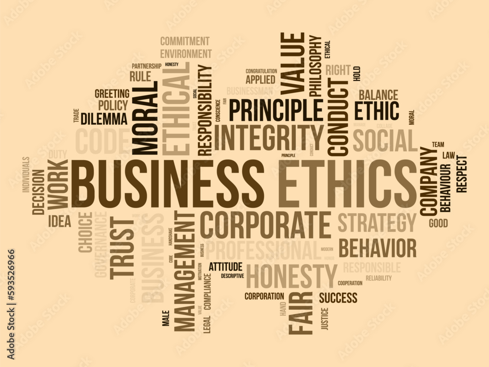 Word cloud background concept for Business Ethics. Corporate integrity ...