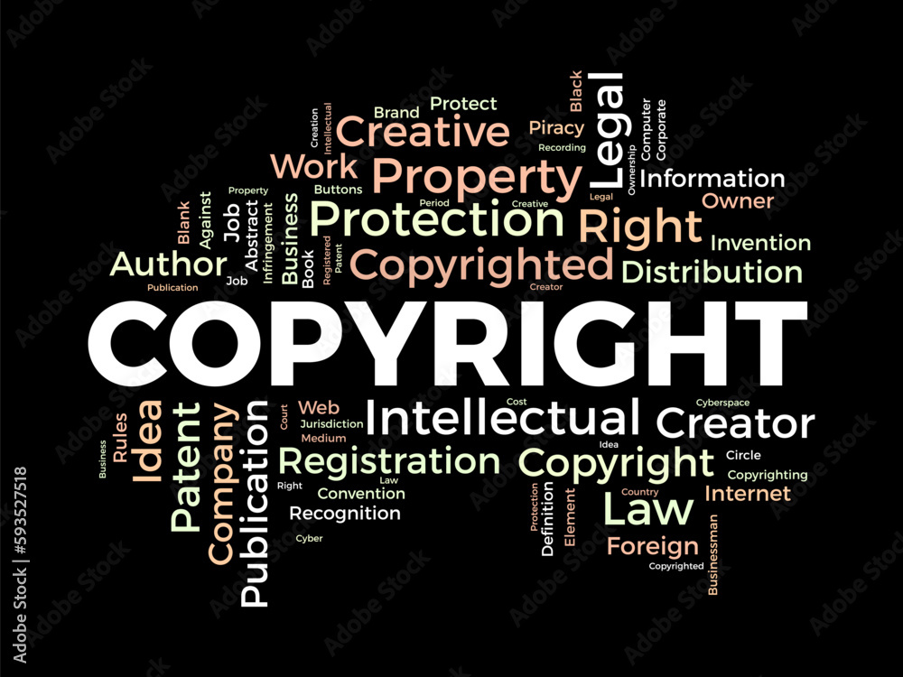 Word cloud background concept for Copyright. Intellectual property ...
