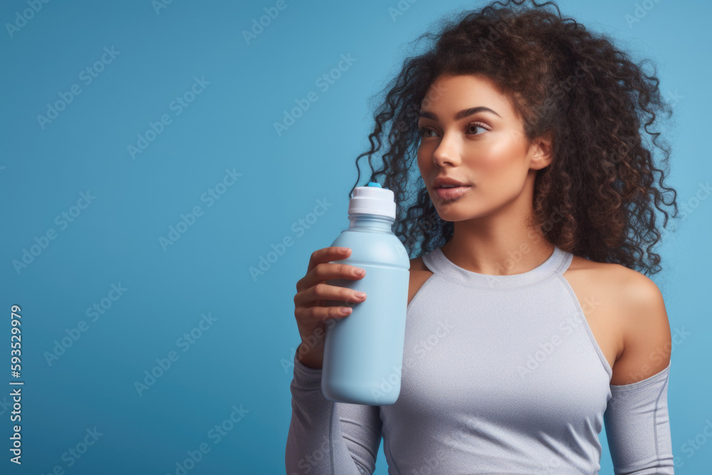 Fit and Refreshed: Woman taking a sip from water bottle in fitness ...
