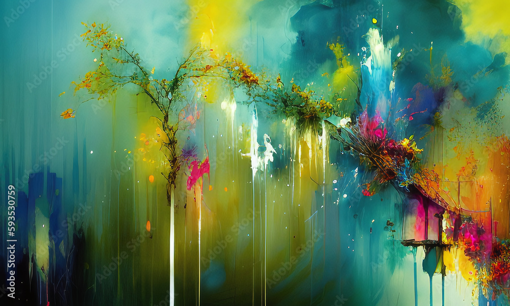 Painting with oil paints. Conceptual abstract hand painting. The ...