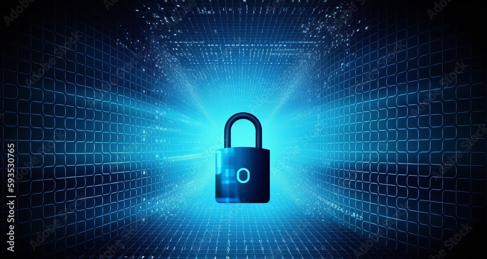 Vibrant Stage Backdrop of Light Padlock with Embedded Binary Code Stock ...