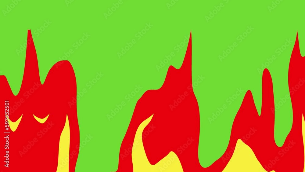 Fire on the green screen. 3D render animation. Flames of fire on a ...