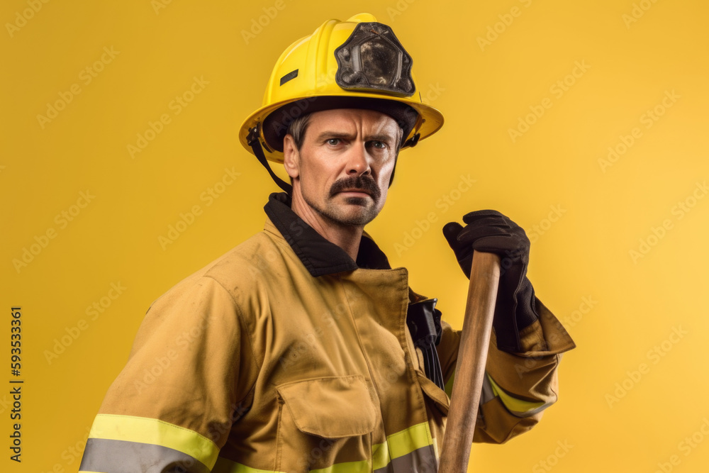 Emergency Response. Professional firefighter in action isolated on ...